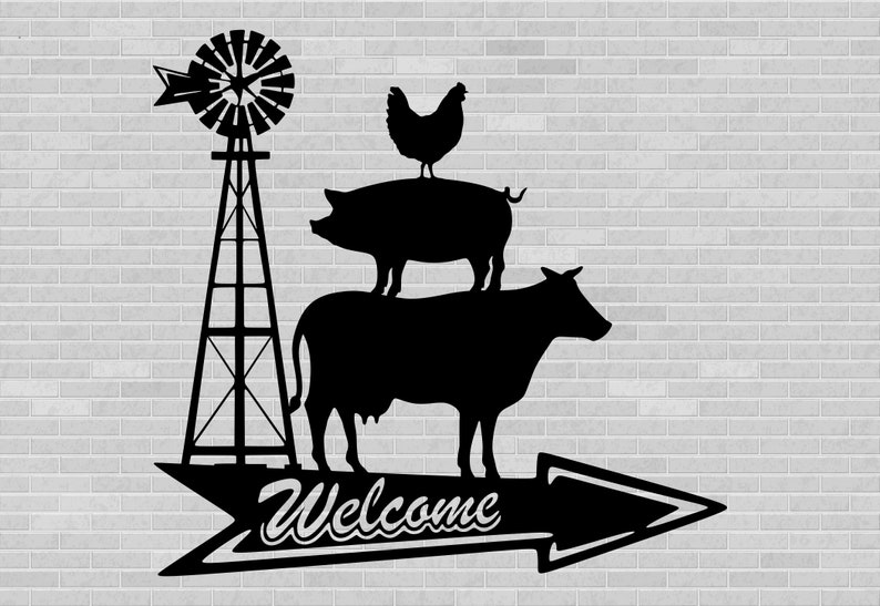 Farm Welcome Dxf Vane Dxf Farm Animals Scene Dxf Farm Scene | Etsy