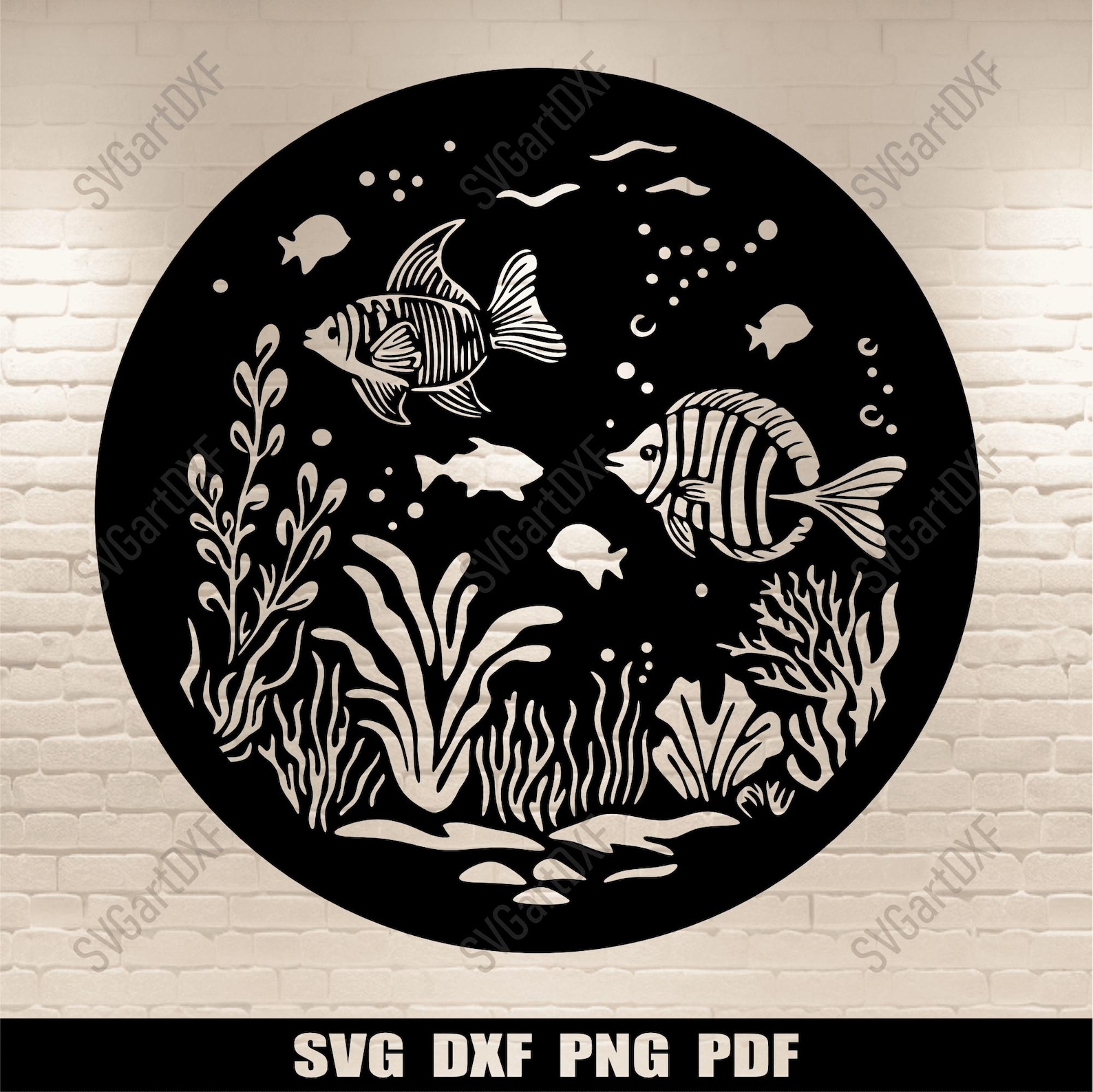 Underwater Scene Svg, Fish Scene Dxf Cut Files for CNC Laser, Cutting ...