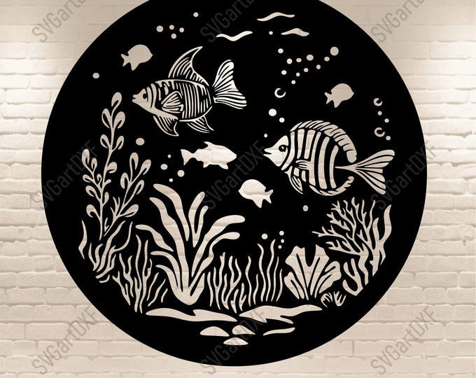 Underwater Scene Svg, Fish Scene Dxf Cut Files for CNC Laser, Cutting ...