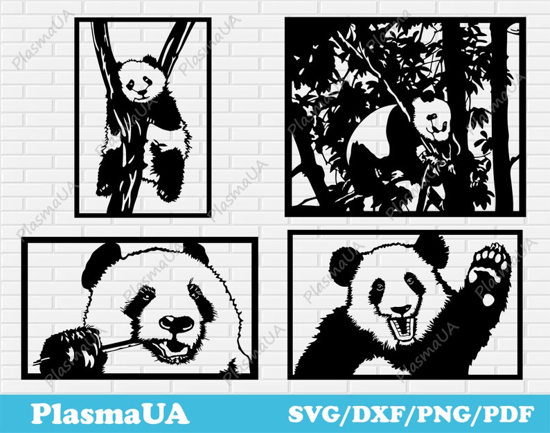 Panda Clipart Dxf Files for Plasma Cut, Svg Cutting Files Panda for ...
