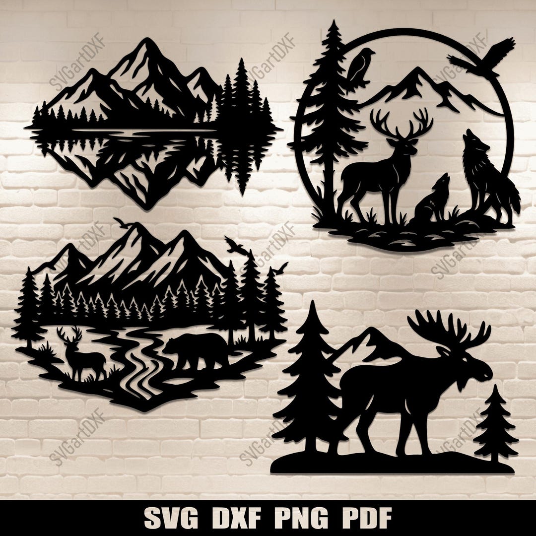 Wildlife Scenes CNC Designs, Mountains Svg for Cricut & Silhouette ...