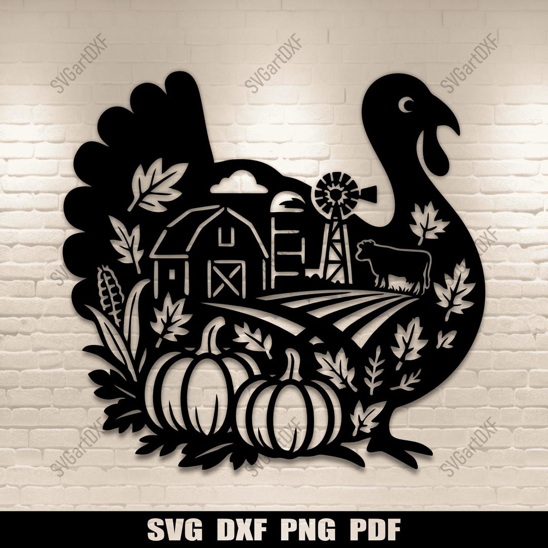 Thanksgiving Turkey Farm Svg Dxf Png – Fall Harvest Cutting File for ...