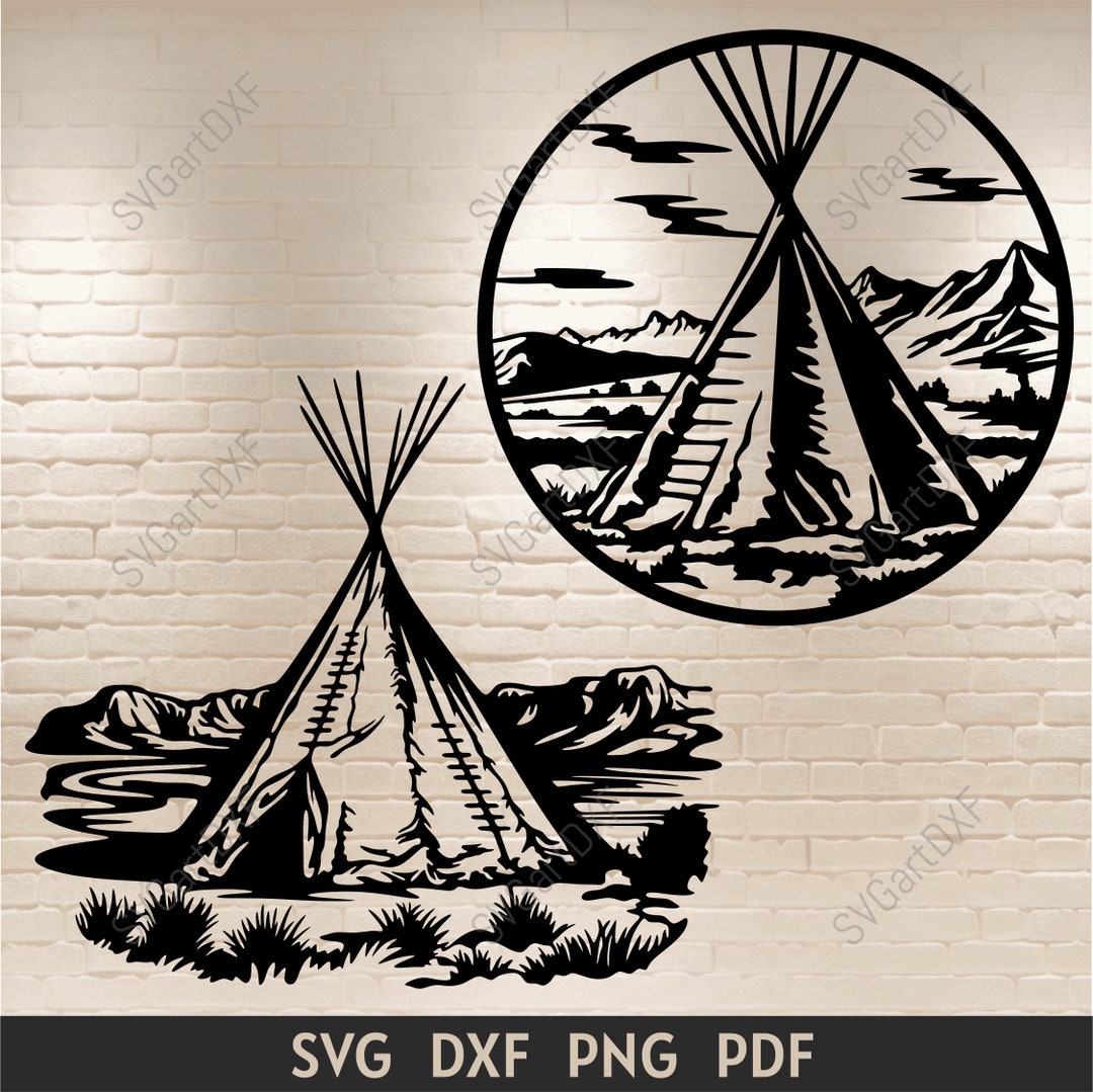Native American Wigwam Svg, Cut Files for Cricut, Wigwam Scenes Svg ...
