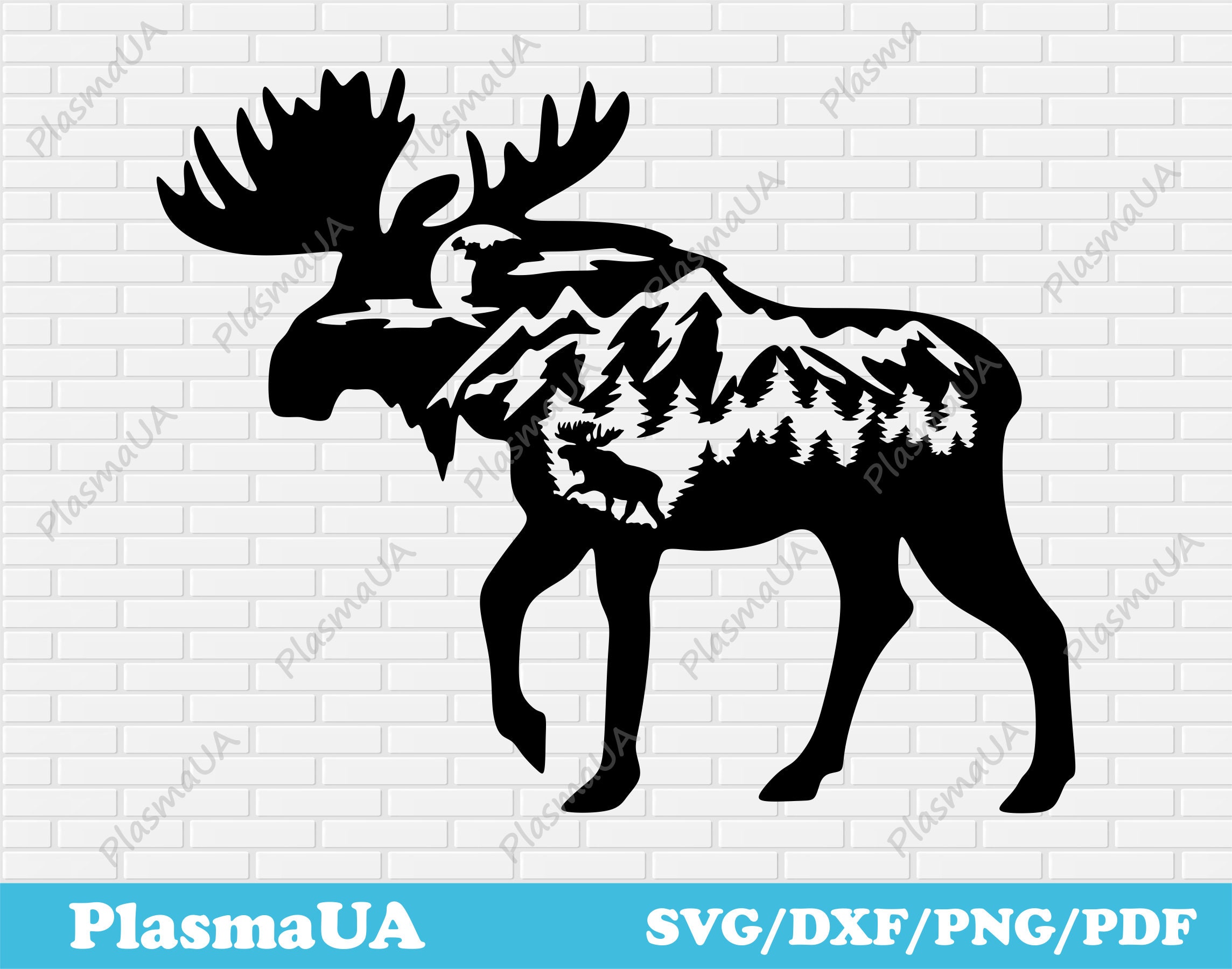 Moose Cut File, Moose Silhouette, Dxf Cut File, Laser Svg, Laser Cut ...