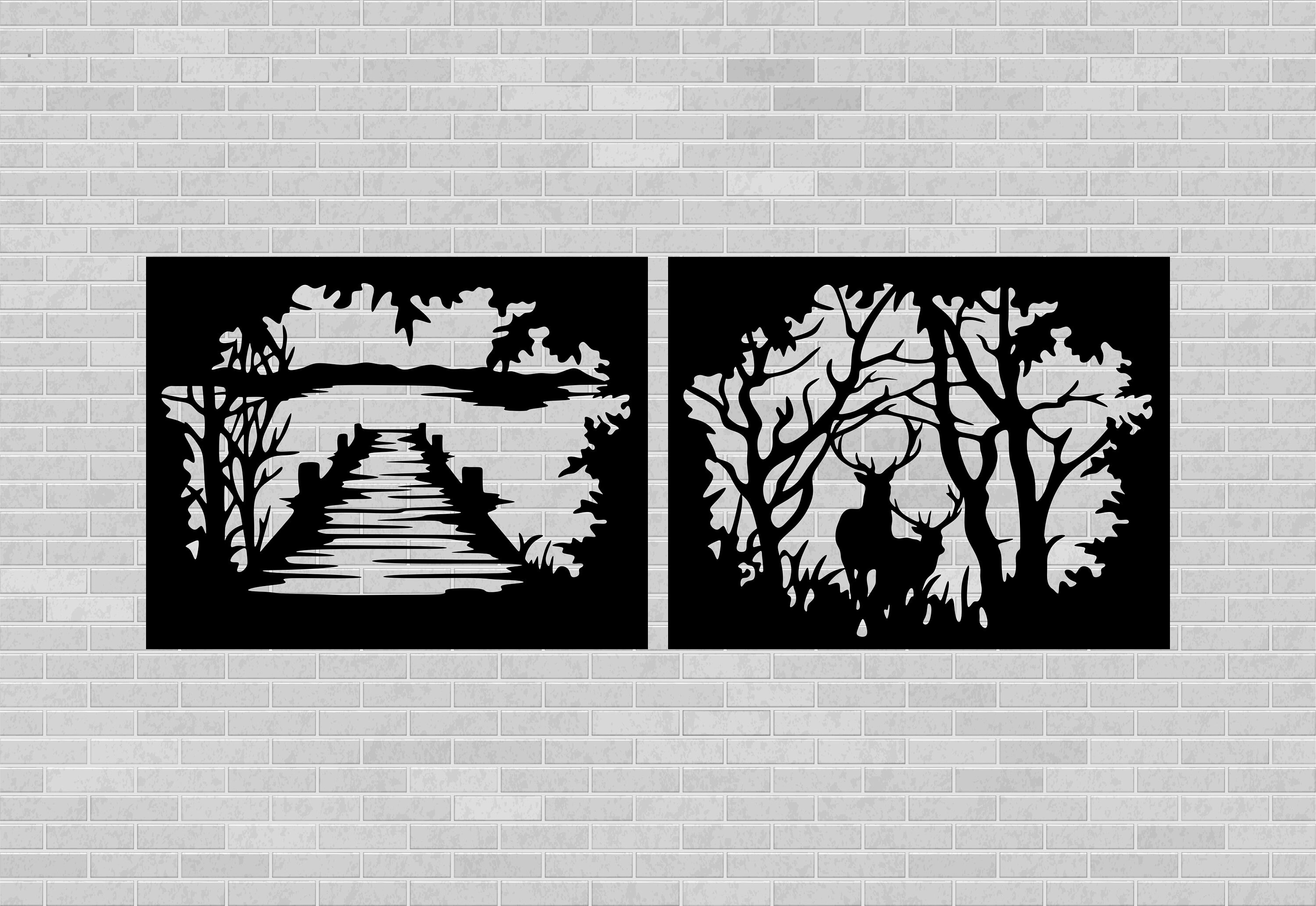 Landscape clipart nature scene svg landscape printable deer | Etsy