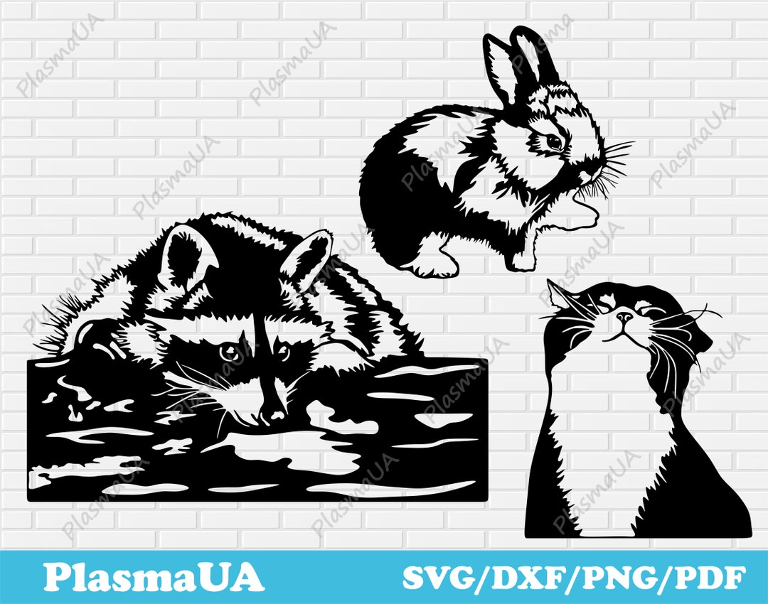 Animals, Dxf File, Dxf File for Cnc, Dxf Files for Laser, Raccoon Svg ...