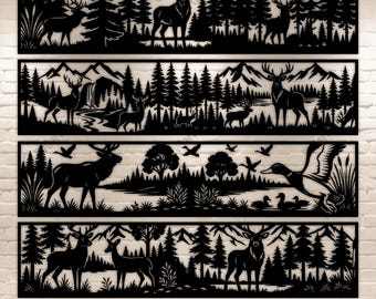 Wildlife Forest Scene Panels SVG DXF – Deer & Nature Designs for CNC ...