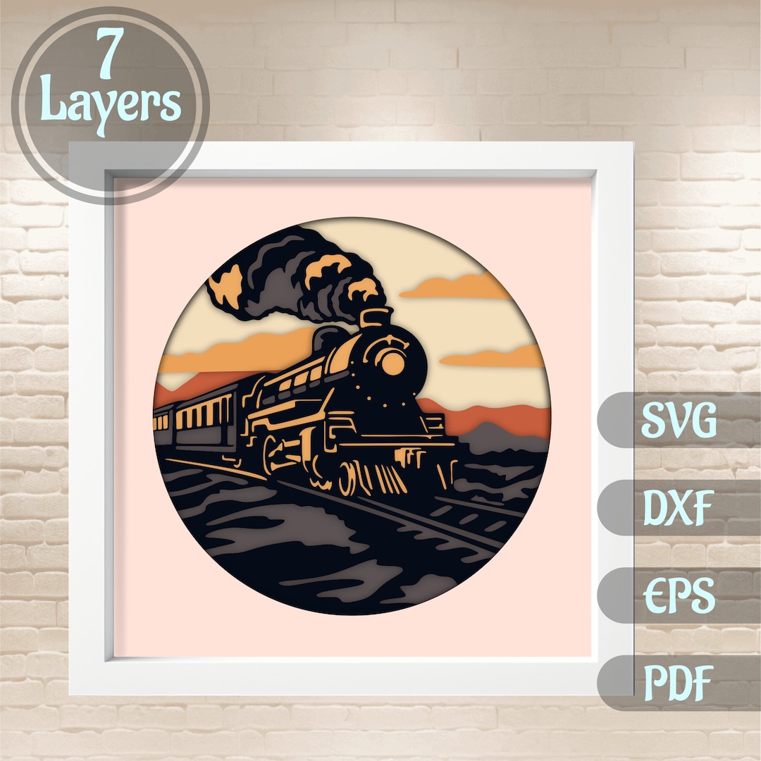 3D Layered Steam Train Svg Cut Files for Cricut, Shadow Box Template ...