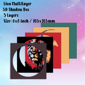 Lion 3D Shadow Box Templates, Lion Svg Layered for Cardstock ...