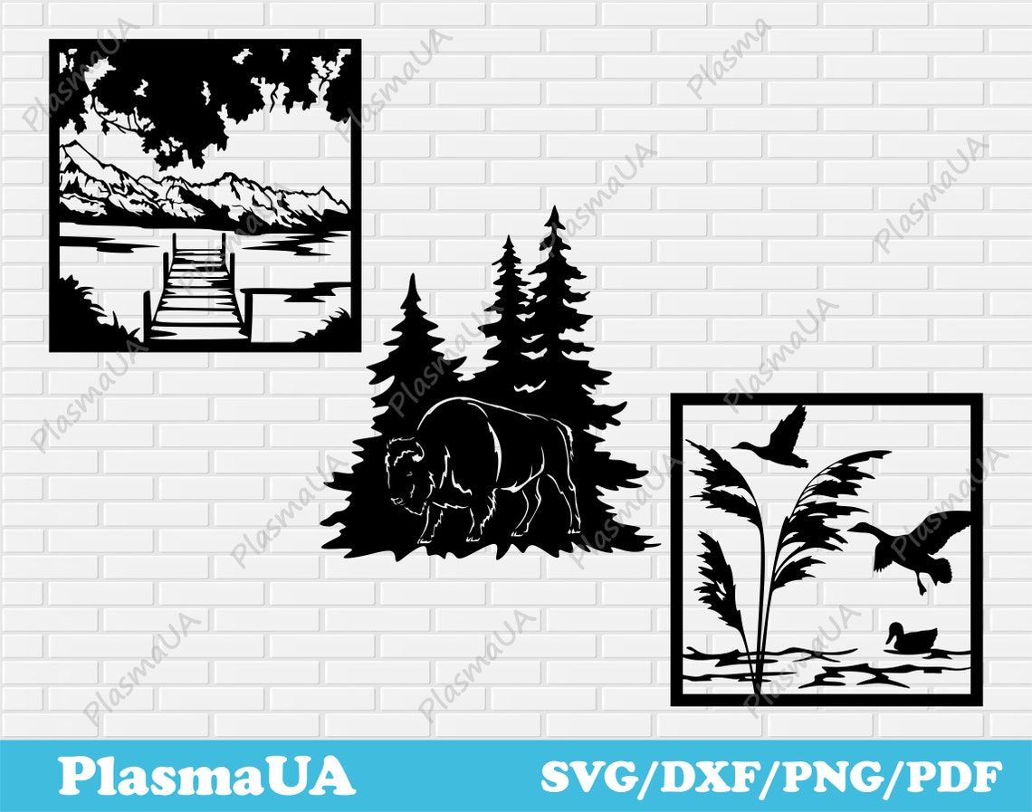 Nature Scene Svg Mountains Svg Animals Scene SVG Landscape | Etsy