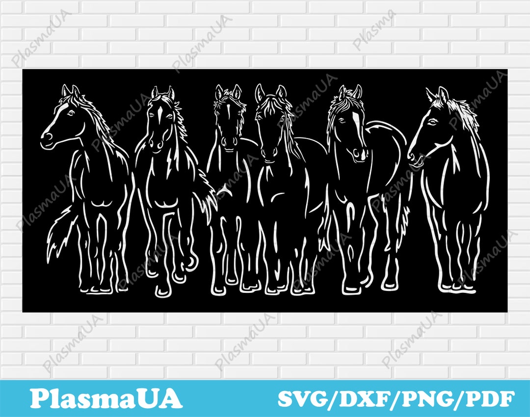 Horses Panel Dxf Download, Horses Dxf, Wall Panel Dxf, Laser Cutting ...