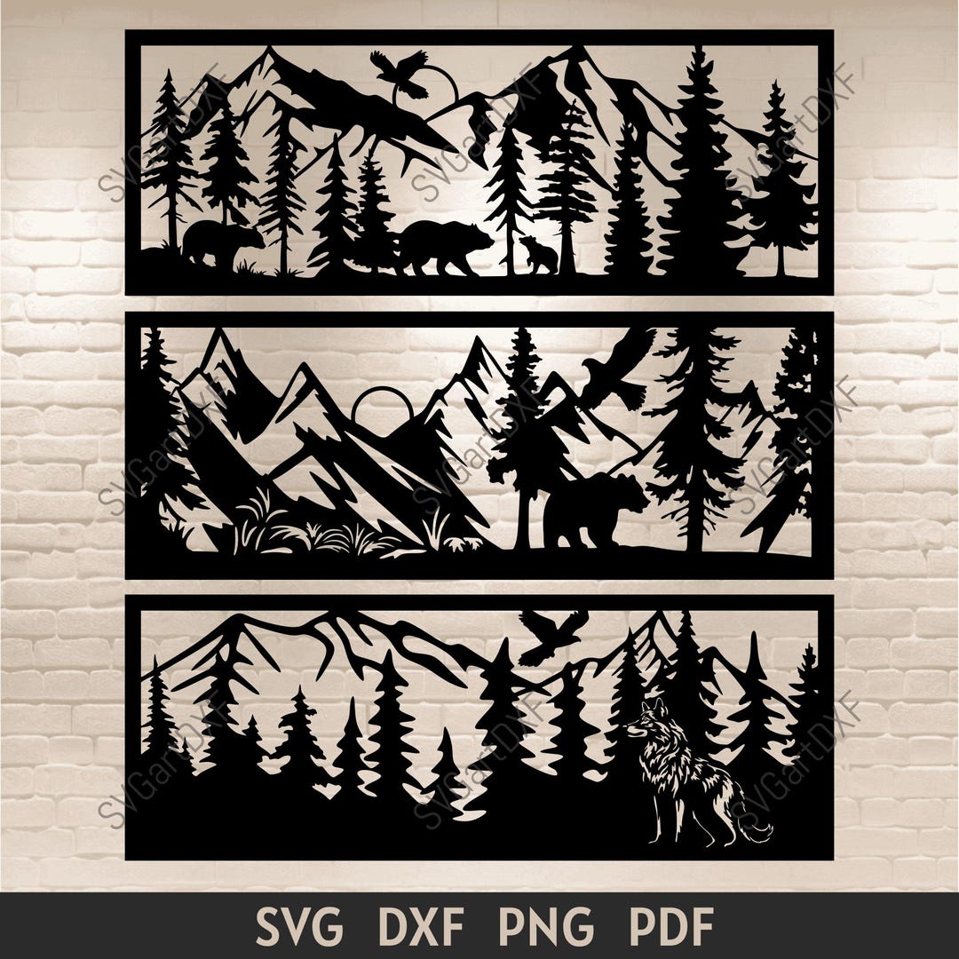 Nature Scenes Dxf for CNC Laser & Plasma Cut, Forest Cut File for Craft ...