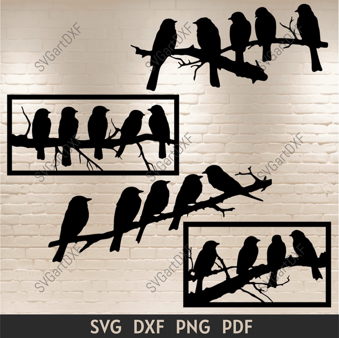 Birds on Branches Svg, Birds Cut Files, Birds on Tree Svg, Birds for ...