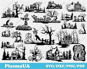 Halloween Scenes Svg Bundle, Halloween for Cricut, Ghosts Svg, Witches ...