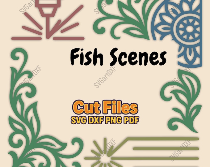 Fish Scene Svg Dxf for CNC Laser and Plasma Cutting, Digital Download ...