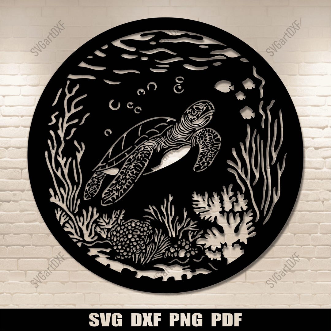 Sea Turtle Svg, Underwater Svg for Cricut Projects, Dxf for CNC, Vinyl ...