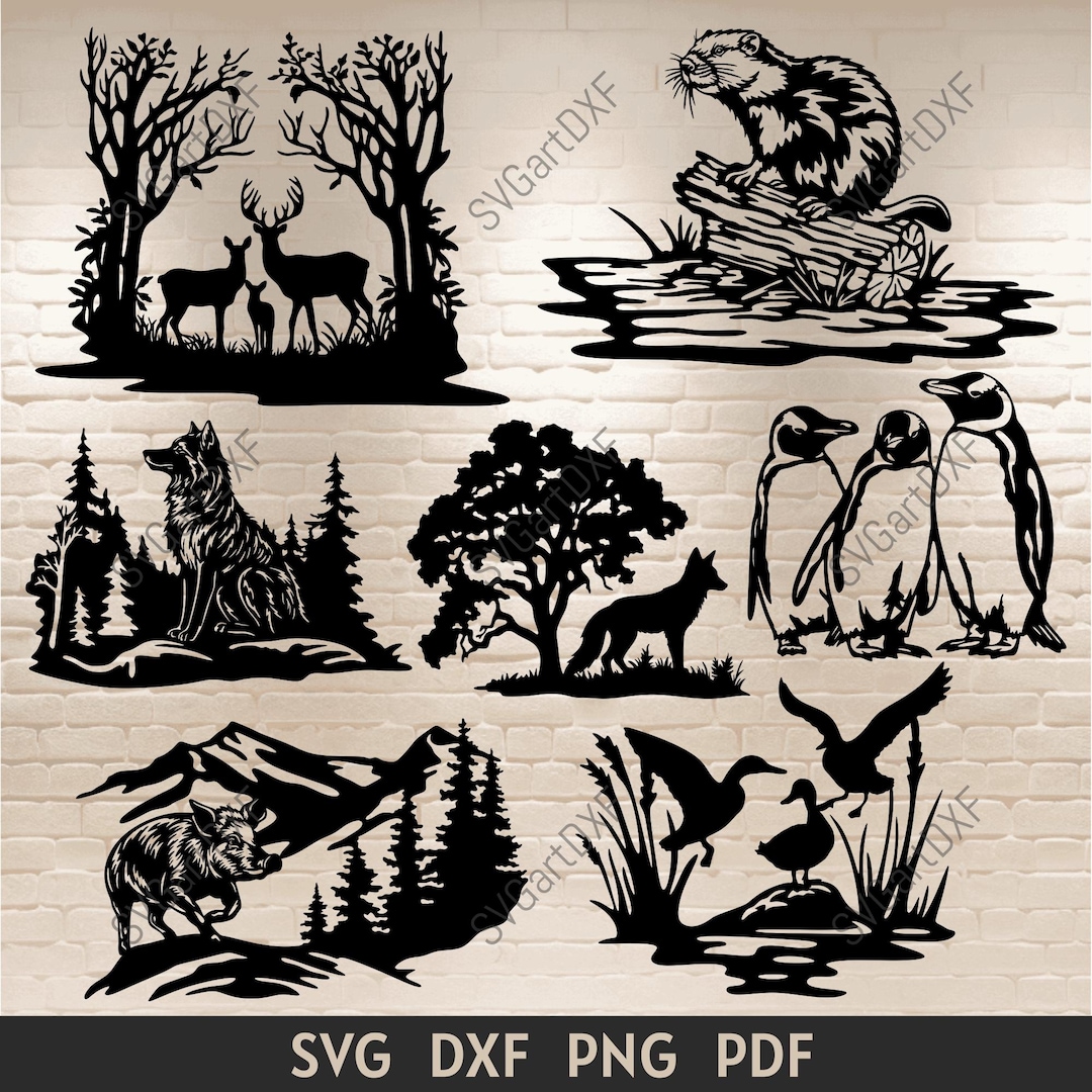 Wild Animal Svg Files for Cricut, Silhouette Cut Files, Dxf for Cnc ...
