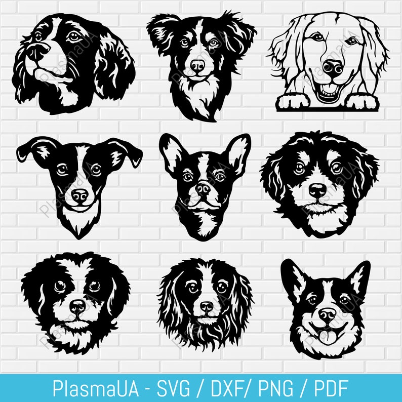 Retrato de perro Svg, perros cortan archivos, perros divertidos para ...