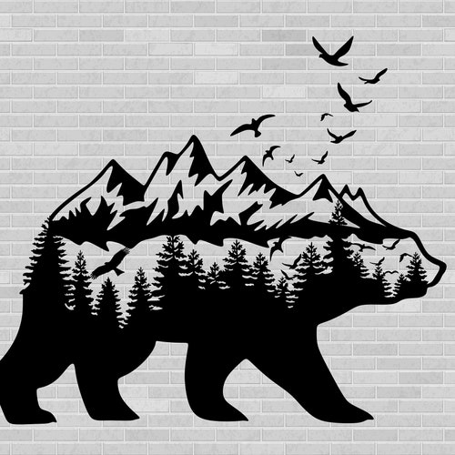 Wildlife Scene Dxf Dxf Files Bear for Cricut Forest Dxf | Etsy Canada