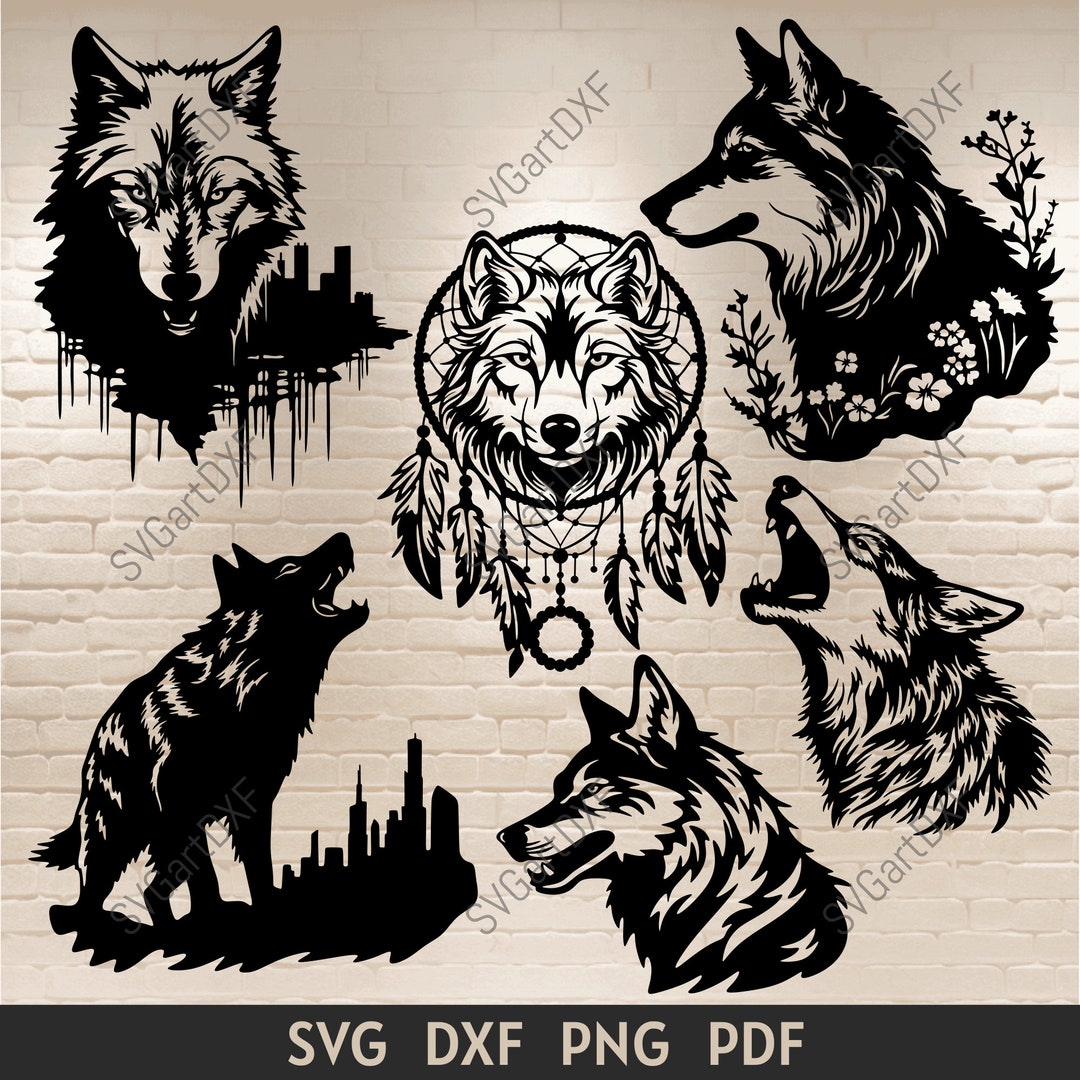Wolf Dream Catcher Svg, Floral Wolf Svg for Cricut, Cutting Files, Wolf ...