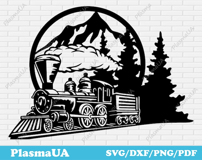 Retro Train Dxf for Cnc, Christmas Decor Dxf, Train Svg for Cricut ...