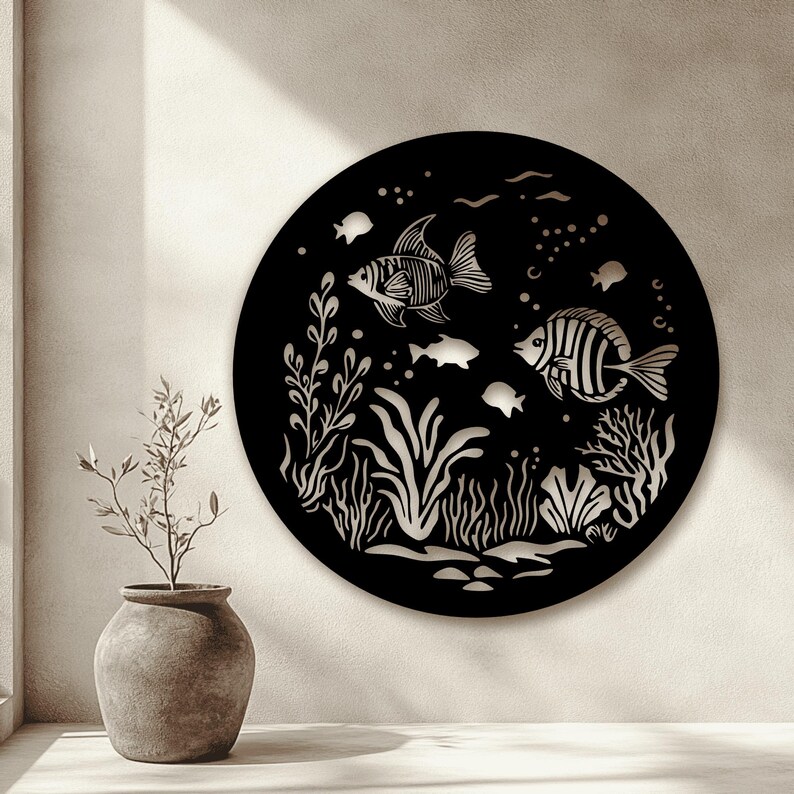 Underwater Scene Svg, Fish Scene Dxf Cut Files for CNC Laser, Cutting ...