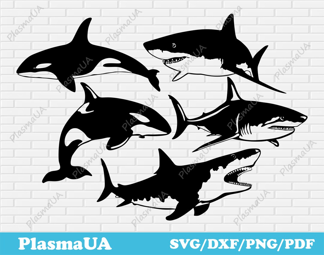 Archivos svg dxf de tiburón, diseño cnc para arte en metal diy ...