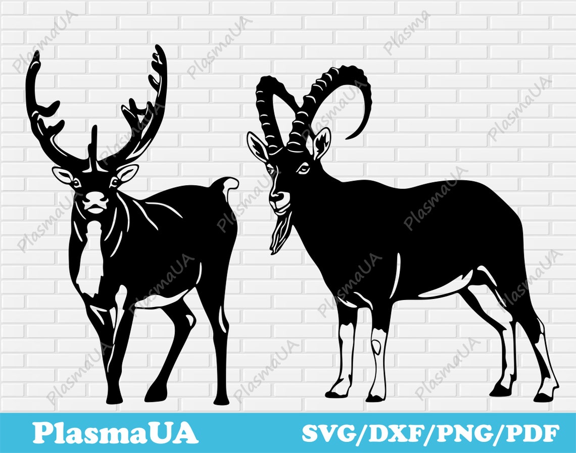 Goat Clip Art Reindeer Clip Art Files for Laser Cut Dxf - Etsy