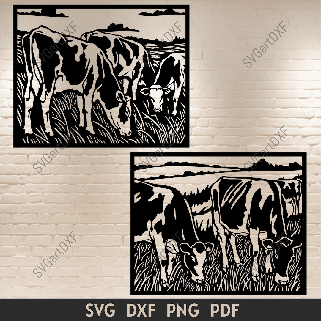 Panels With Cows Dxf for Laser Cut, Dxf for Cnc Plasma Cutting, Cows ...