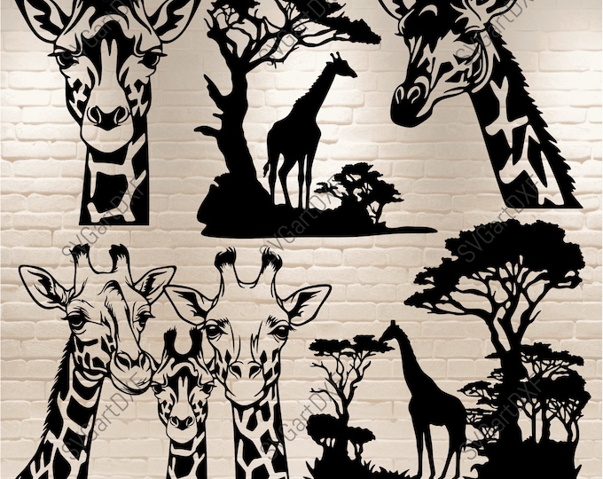 Giraffe Svg, Giraffe Scene Svg, Peeking Giraffe Cut Files for Cricut ...