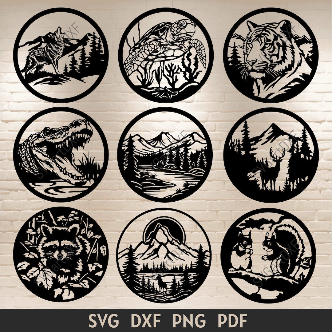 Wildlife Scenes Svg, Cutting Files for Cricut, Animals Scenes Svg, Dxf ...