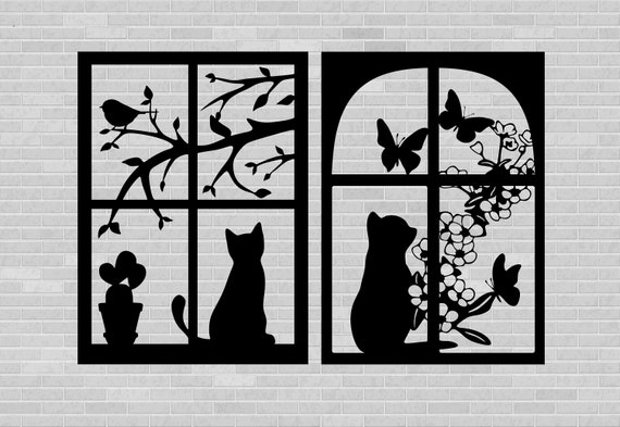 Cats clipart fichier dxf chats DXF fichier dxf pour laser | Etsy France
