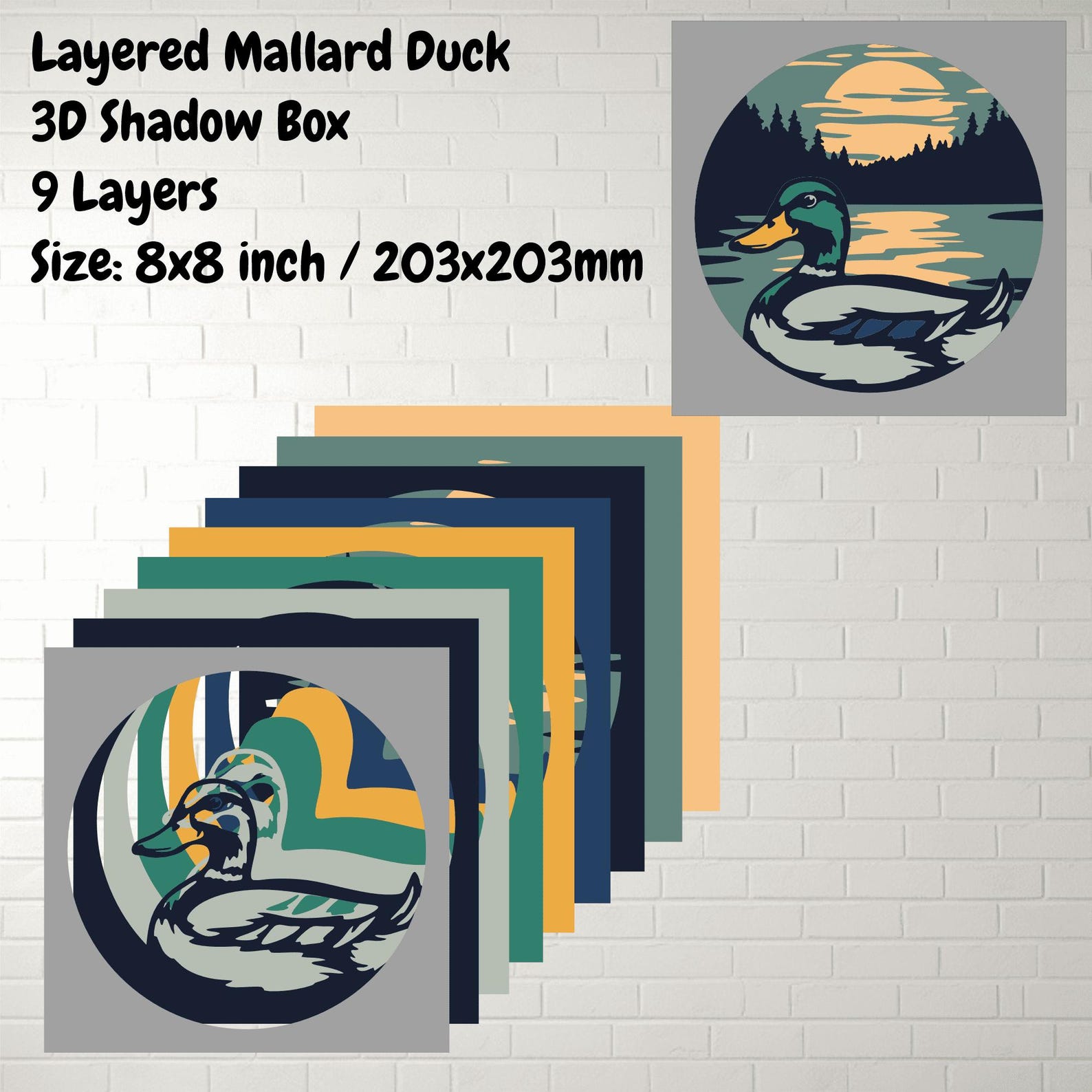 Mallard Duck Layered Svg, Cutting Files for Cricut, 3D Shadow Box ...