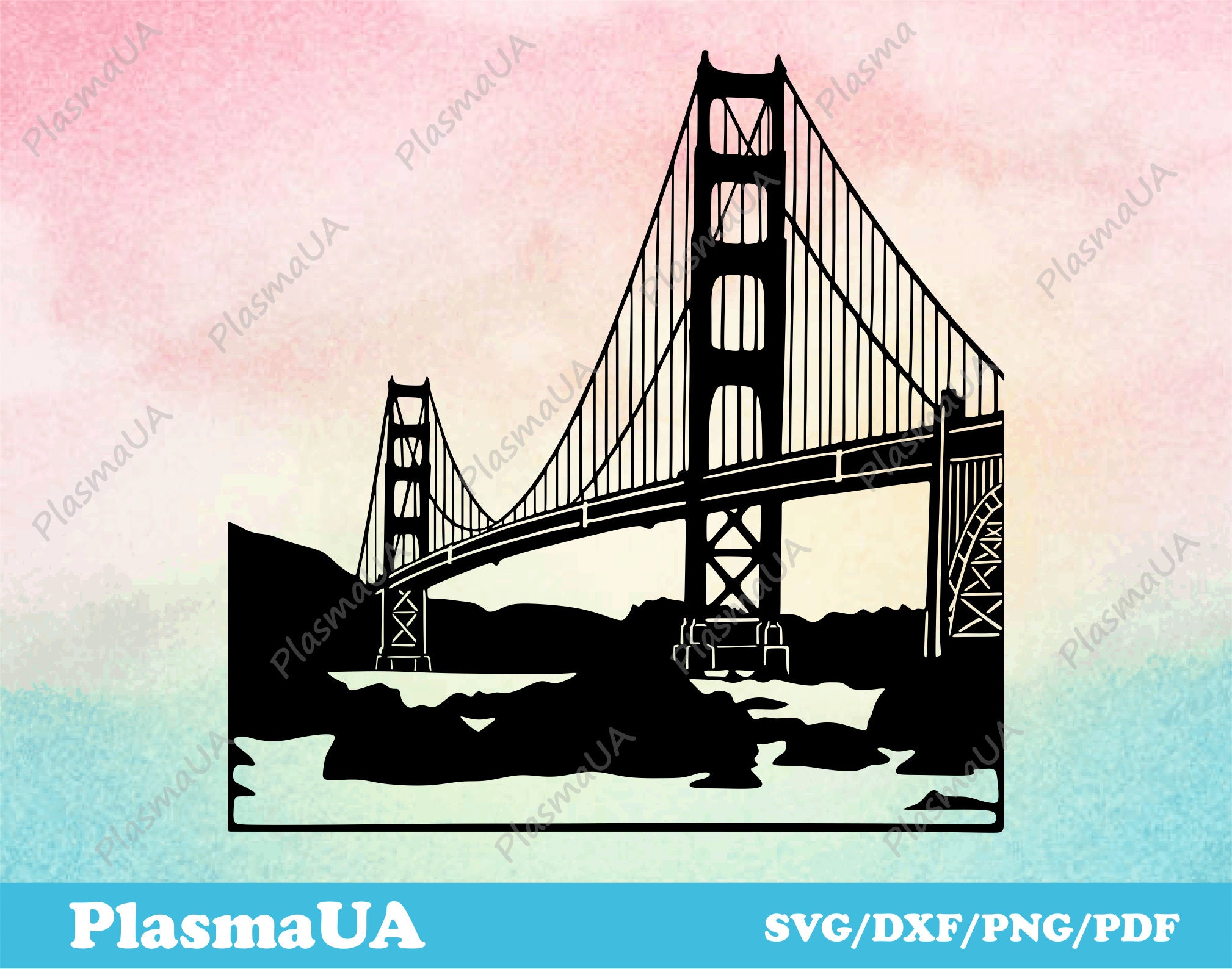 Golden Gate Bridge Svg, File for Laser Cut, File for Cricut, Svg Dxf ...