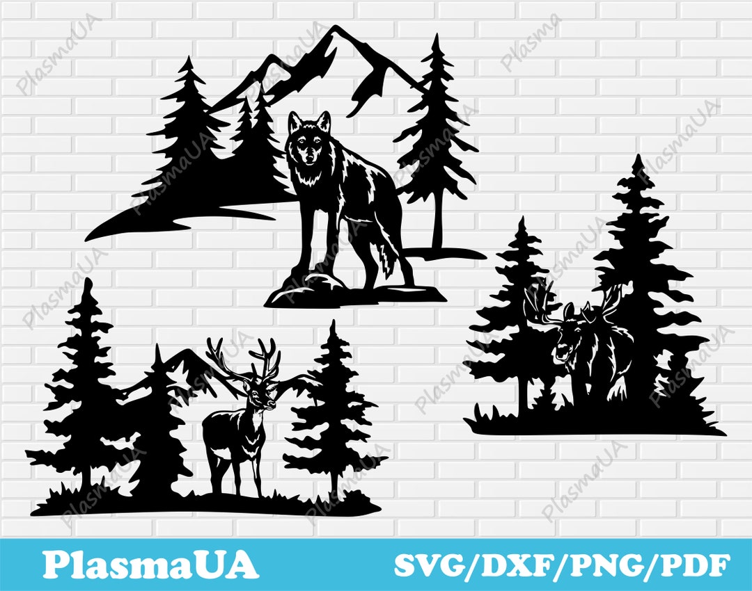 Animals Scenes Dxf Files, Dxf for Metal Cutting, Cnc Cut Files, Wall ...