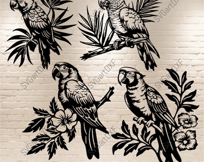 Parrots Svg Files for Cricut, Parrot Dxf for Cnc Laser Cut, Parrot ...