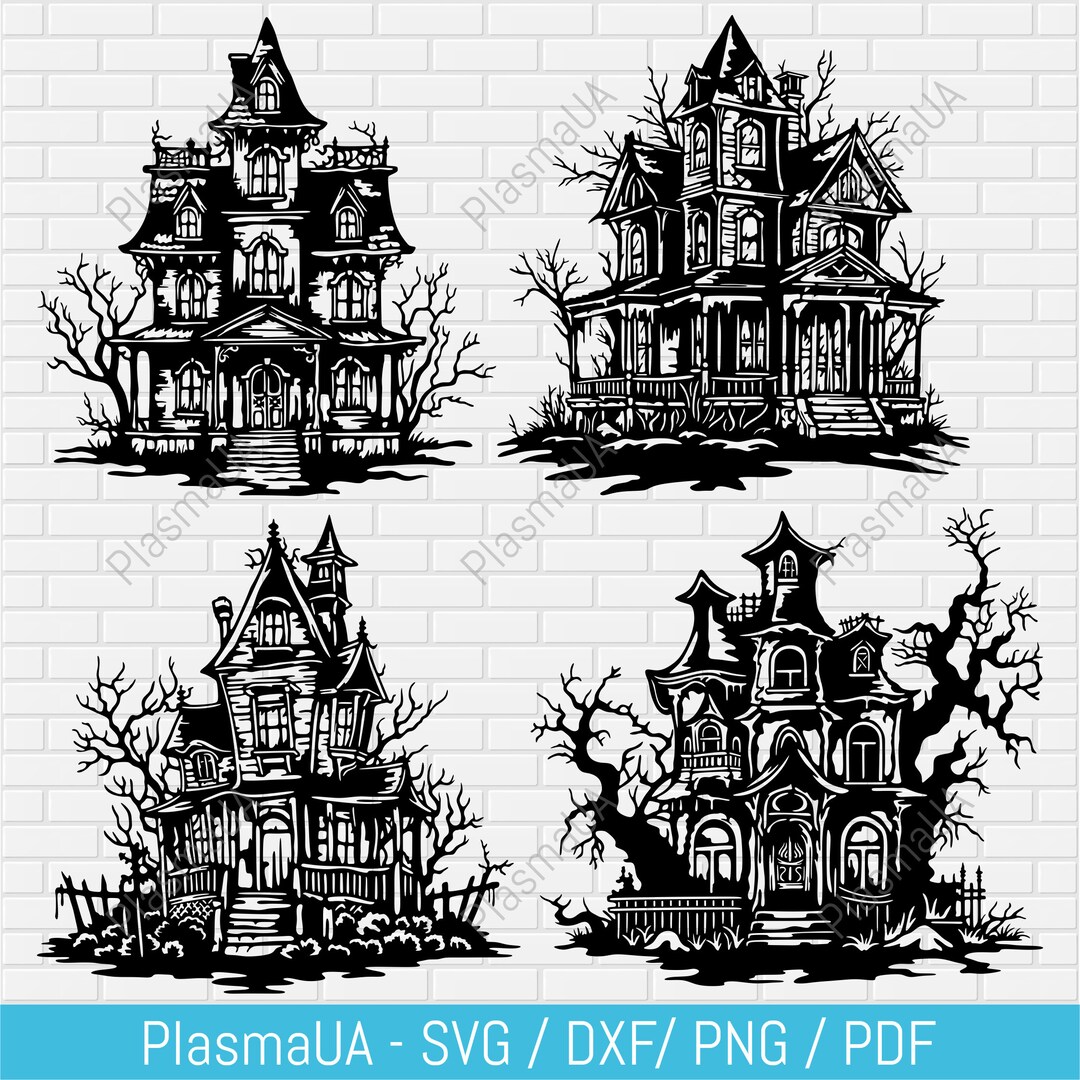 High Quality Svg Files, Haunted House Svg, Halloween Cut Files, Spooky ...