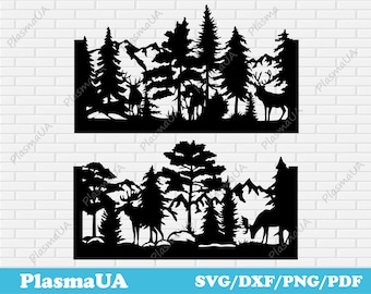 SVG Wildlife Scene DXF Animals Cut File for Laser Dxf for - Etsy