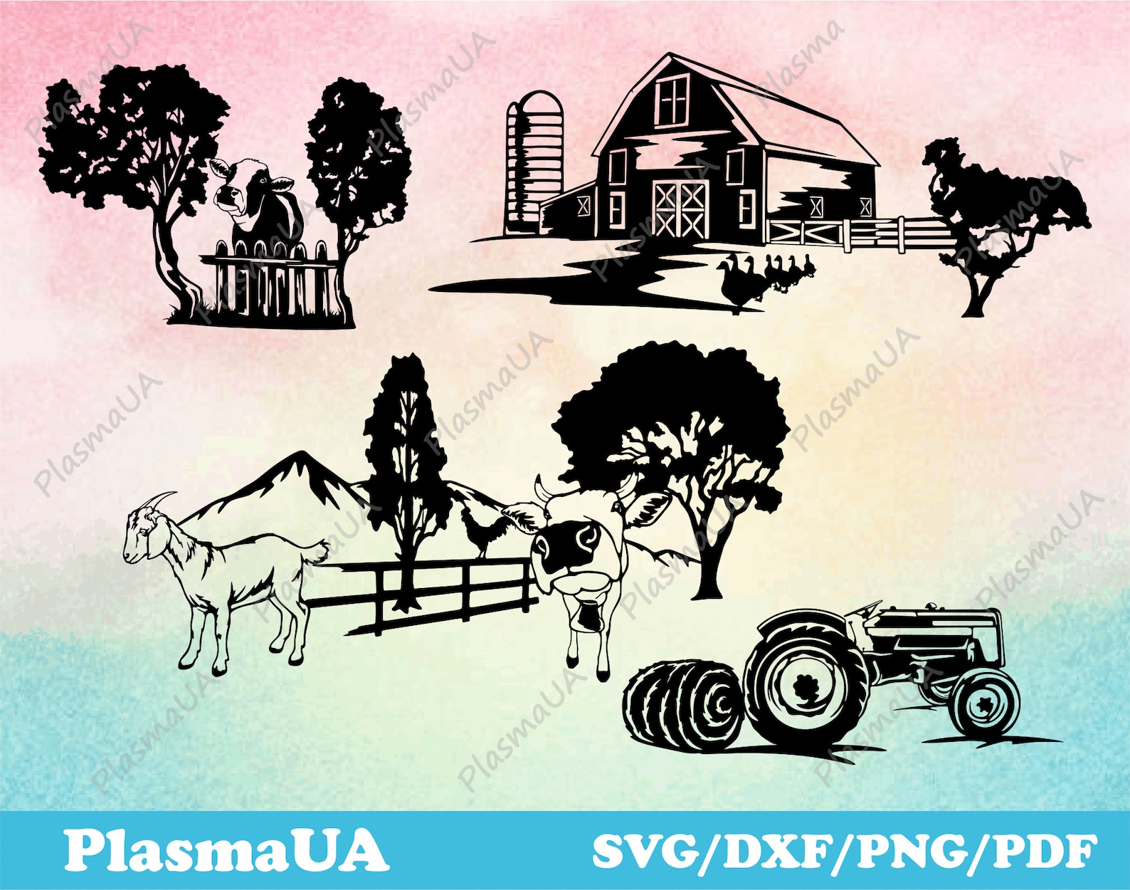 Rustic Farm Scenes Dxf for Laser Cut, Farm Svg for Cricut, Farm Life ...
