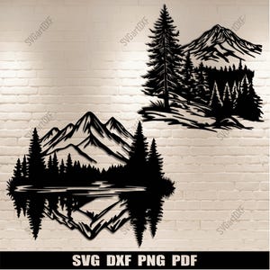 Nature Scenes Dxf for CNC, Laser Cutting Files, Mountains Svg for ...