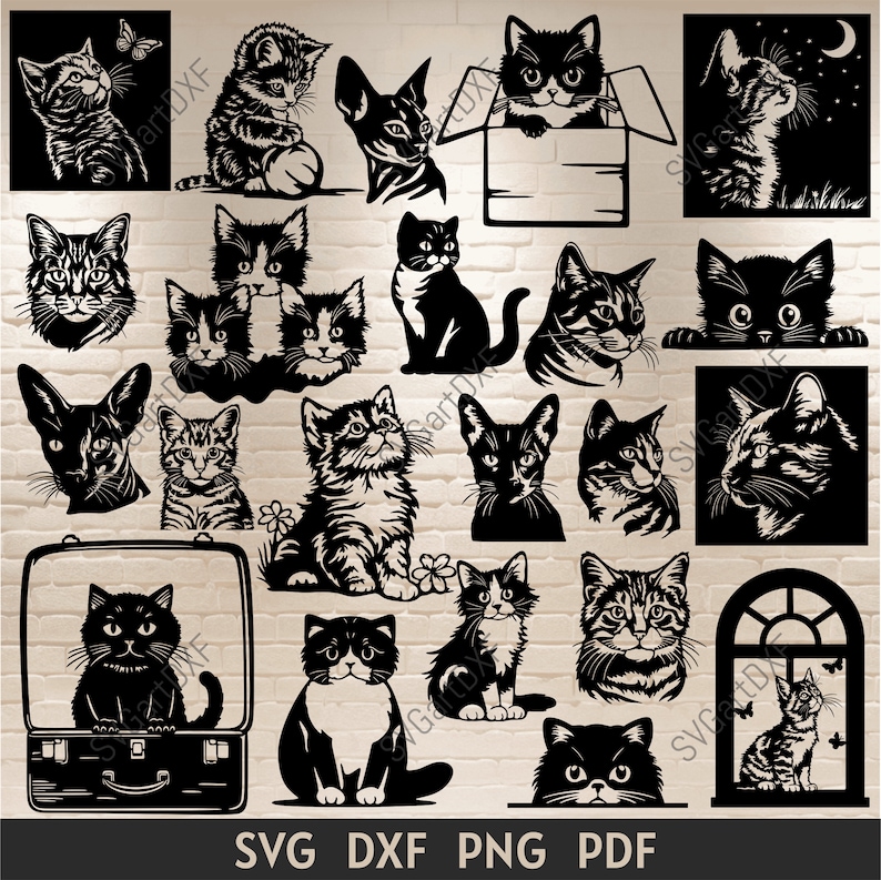 Cats SVG Bundle, Peeking Cat Clipart, Kitten Svg Cut Files for Cricut ...
