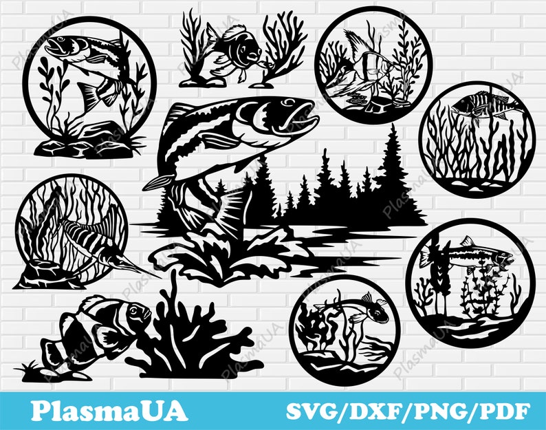 Fish Svg Dxf Metal Cutting Dxf Fishing Dxf for Laser Fish - Etsy