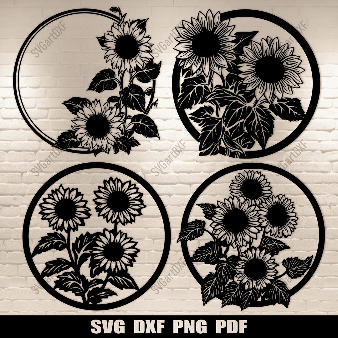 Sunflowers Svg, Floral Border Cutting Files for Cricut & Silhouette ...