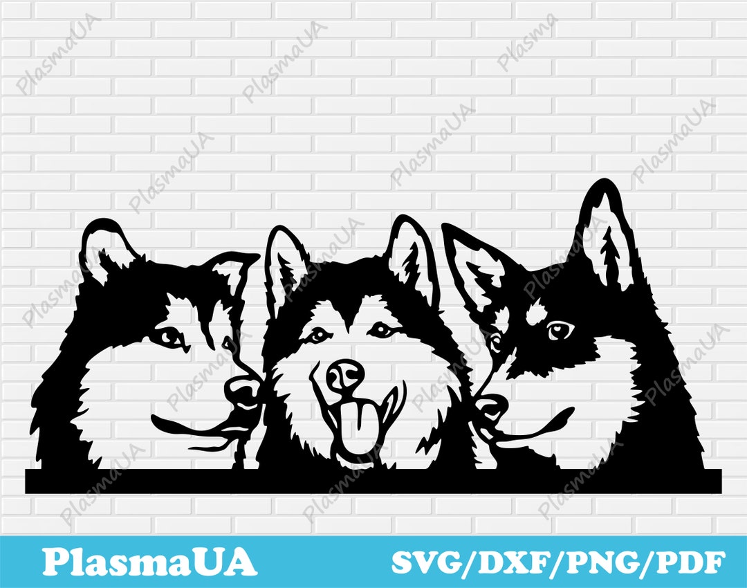 Peeking Huskies Svg for Cricut, Husky Dxf for Laser, Craft Files ...