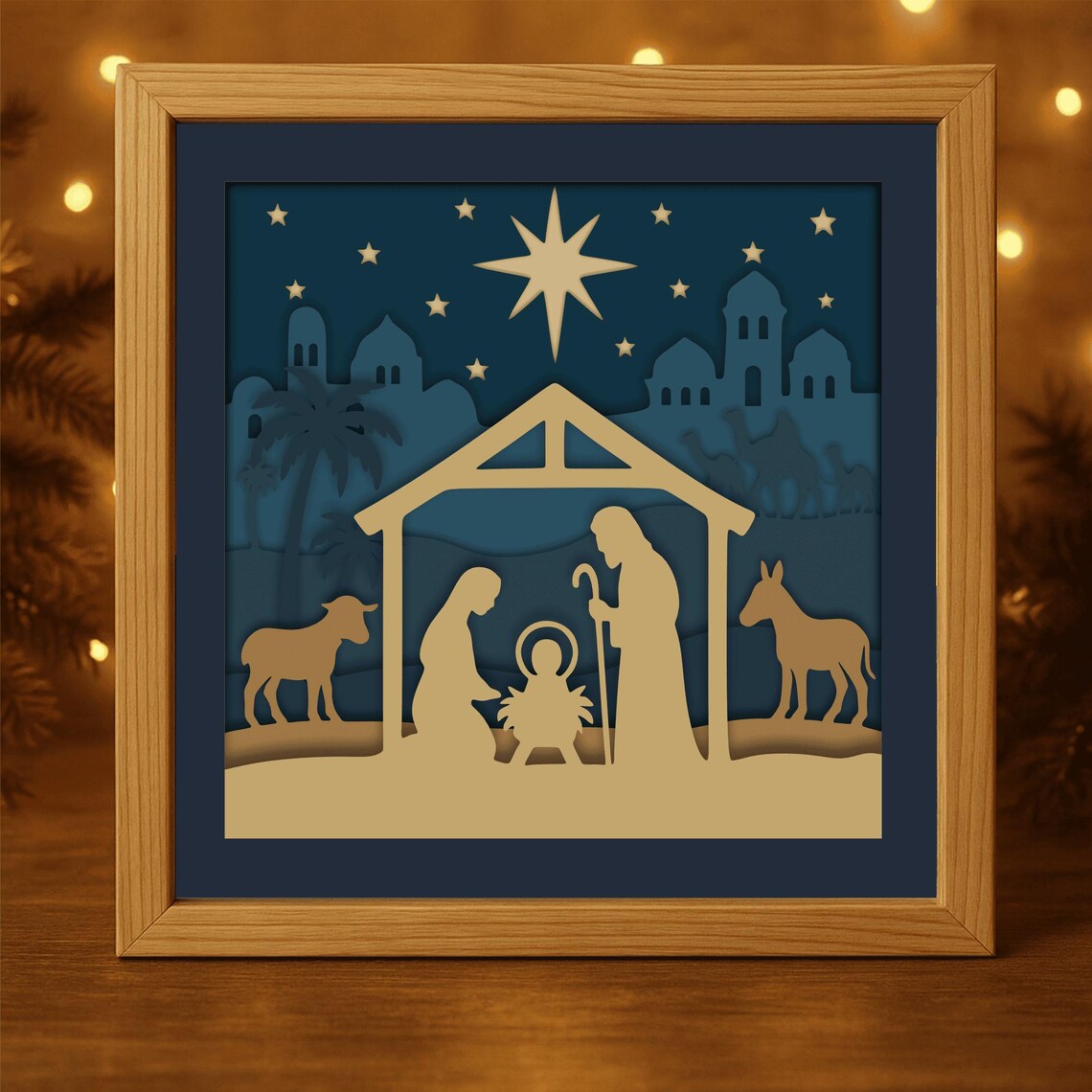 Nativity Scene 3D Shadow Box – Layered Svg Dxf, Holy Family Paper Cut ...