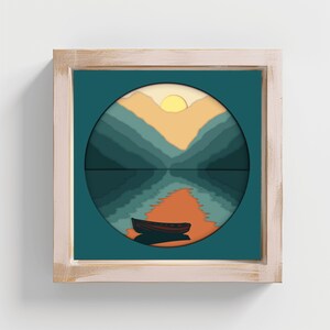 Layered Lake Boat Svg, 3D Shadow Box Template, Papercut Art, Svg for ...