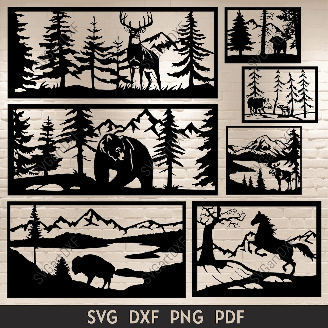 Wildlife Art Panels Dxf for CNC Laser Cut, Plasma Cutting Design, Svg ...