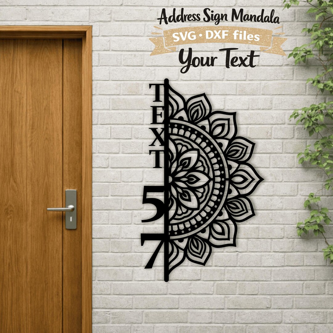 Address House Number Sign SVG DXF, Mandala Cutting Files for Laser ...