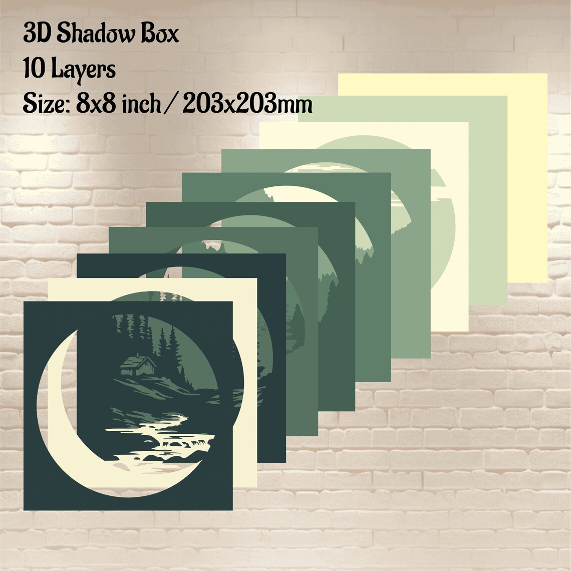 3D Cabin in Woods Layered Svg, 3D Shadow Box Template, Paper 3D Art ...