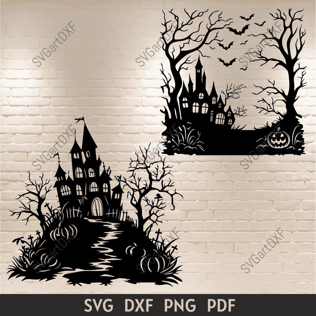 Halloween Haunted Castle SVG, Cut Files for Cricut and Silhouette, DXF ...